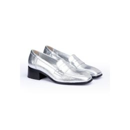 Lloyd Damen Slipper "Klassische Pumps", Gr. 6, silber, Leder, unifarben, Schuhe, mit gl&auml;nzendem Lackleder