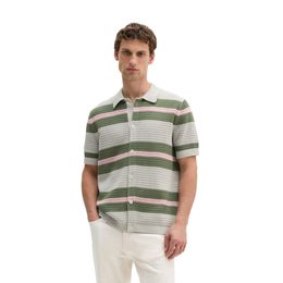 Marc O'Polo MARC O'POLO Herren Kurzarmhemd "in H&auml;kel-Optik", bunt, Gr. XL, gestreift, Obermaterial: 95% Baumwolle, 5% Polyamid, Hemden