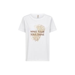 soyaconcept Damen T-Shirt "SC-RINA FP 21", wei&szlig;, Gr. M, bedruckt, Single Jersey, Obermaterial: 95% Baumwolle, 5% Elasthan, Shirts, Baumwolle mit