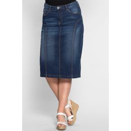 sheego Damen Jeansrock, Blau, Gr. 50, Kurze R&ouml;cke, Material: Baumwolle