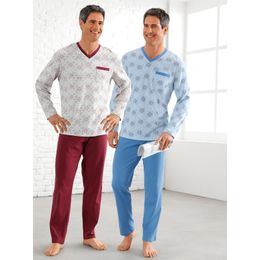 KINGsCLUB Herren Schlafanz&uuml;ge, blau + bordeaux, Gr&ouml;&szlig;e 48/50