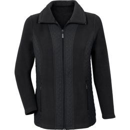 CR&Eacute;ATION L Damen Fleecejacke mit gesteppten Web-Eins&auml;tzen schwarz Gr&ouml;&szlig;e 40