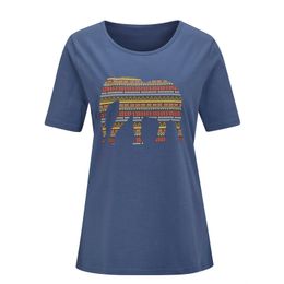 WITT Damen T-Shirt im Druck-Dessin, jeansblau, Gr&ouml;&szlig;e 56