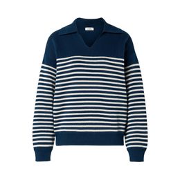 Tchibo - Strickpullover mit Kragen - Damen - Gr. XL - dunkelblau/gestreift