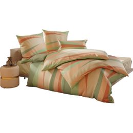unisex Bettw&auml;sche reseda-apricot-bedruckt, Gr&ouml;&szlig;e 40x80/135x200 cm