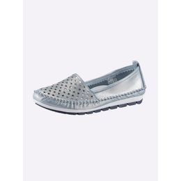 Gemini Damen Slipper, Blau, Gr. 38, Mokassins & Slippers, Material: Glattleder