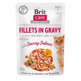 Brit Care Cat Fillets in Gravy with Savory Salmon Katzen-Nassfutter getreidefreie Rezeptur 24x85g