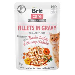 Brit Care Cat Fillets in Gravy Turkey & Salmon Katzen-Nassfutter getreidefrei 48x85g