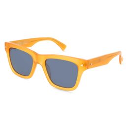 Fielmann Q 079 SUN FA NOEL | Unisex-Sonnenbrille | Fassung: Vollrand, Quadratisch, Acetat, Honig Milchig | Glasfarbe: Blau
