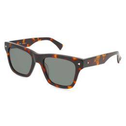 Fielmann Q 079 SUN FA NOEL | Unisex-Sonnenbrille | Fassung: Vollrand, Quadratisch, Acetat, Havanna Dunkel | Glasfarbe: Gr&uuml;n