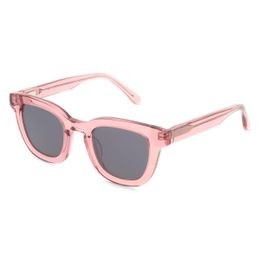Fielmann Q 085 SUN FLEX CL YORI | Kinder-Sonnenbrille | Fassung: Vollrand, Quadratisch, Acetat Extrudiert, Pink Transparent | Glasfarbe: Grau