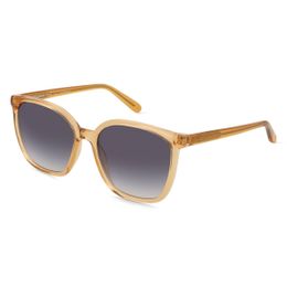 Fielmann LD 054 SUN FA HELENA | Damen-Sonnenbrille | Fassung: Vollrand, Quadratisch, Acetat Spritzguss, Gelb Transparent | Glasfarbe: Blaugrau 