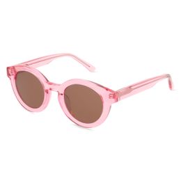 Fielmann Q 083 SUN FLEX CL TANI | Kinder-Sonnenbrille | Fassung: Vollrand, Rund, Acetat Extrudiert, Pink Transparent | Glasfarbe: Braun