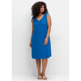 sheego Damen Jerseykleid, Blau, Gr. 46, Einfarbige Kleider, Material: Viskose