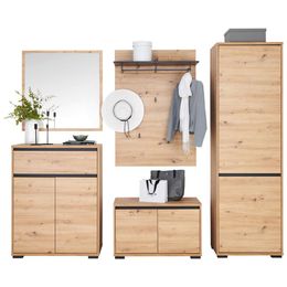 Xora Garderobe, Anthrazit, Eiche Artisan, Holzwerkstoff, 220x195x38 cm, Garderobe, Garderoben-Sets & Serien, Garderoben-Sets