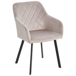 Livetastic Armlehnstuhl, Taupe, Holz, Metall, Textil, Pappel, Sperrholz, eckig, 54x87x64 cm, Esszimmer, St&uuml;hle, Esszimmerst&uuml;hle, Armlehnenst&uuml;hle