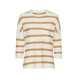 Camel Active Boxy Strickpullover mit 3/4-&Auml;rmeln Damen Gr&ouml;&szlig;e 4XL beige / wei&szlig;