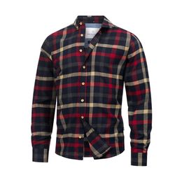 Kronstadt Button Up Shirt 'Dean' male size L Beige / Dark blue / Red