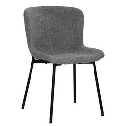 Pharao24.de Stuhl Esszimmer Esstischstuhl in Grau aus Boucle Stoff (2er Set)