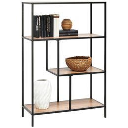 Xora Regal, Schwarz, Eiche, Metall, Holzwerkstoff, 3 F&auml;cher, 77x115x33 cm, stehend, in verschiedenen Gr&ouml;&szlig;en erh&auml;ltlich, Wohnzimmer, Regale, B&uuml;cherregale