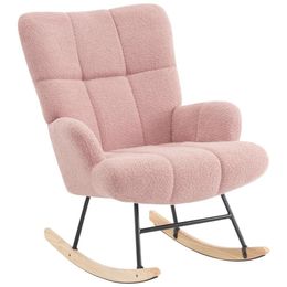 P & B Schaukelstuhl, Rosa, Holz, Metall, Textil, Kautschukholz, massiv, Sperrholz, 67x85x85 cm, Wohnzimmer, Sessel, Schaukelst&uuml;hle