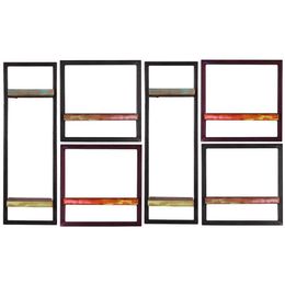 Pharao24.de Wandregale Wandboard Set aus Recyclingholz und Metall (sechsteilig)