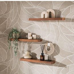 Pharao24.de Wandboard Set Regale massiv in Holz Braun aus Akazie Massivholz (3er Set)