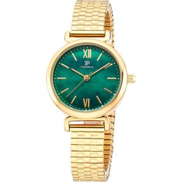 CR&Eacute;ATION L Damen Damenuhr gr&uuml;n-goldfarben Gr&ouml;&szlig;e 0
