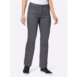 WITT Damen 5-Pocket-Jeans mit Flechtverzierung an den Seiten, grey denim, Gr&ouml;&szlig;e 40