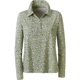 CR&Eacute;ATION L Damen Poloshirt mit Knopfleiste khaki-steingrau-bedruckt Gr&ouml;&szlig;e 40