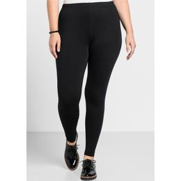 sheego Gro&szlig;e Gr&ouml;&szlig;en Leggings mit Gummizugbund, schwarz, Gr&ouml;&szlig;e 52 - Damen
