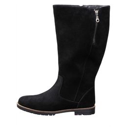 sheego Damen Weitschaftstiefel aus Leder, mit Zierrei&szlig;verschluss, schwarz, Gr&ouml;&szlig;e 42