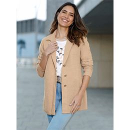 WITT Damen Strickjacke mit silberfarbigem Glanzgarn, beige, Gr&ouml;&szlig;e 40
