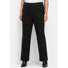 sheego Damen Schlupfhose, Schwarz, Gr. 52, Stoffhosen, Material: Viskose