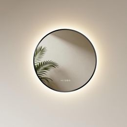 Emke Badspiegel, Schwarz, Glas, Rund, 70x70x3 cm, Badezimmer, Badezimmerspiegel, Badspiegel