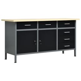 vidaXL Arbeitstisch, Schwarz, Metall, Rechteckig, 60x85x160 cm, Freizeit, Heimwerken, Werkstatt, Werkb&auml;nke