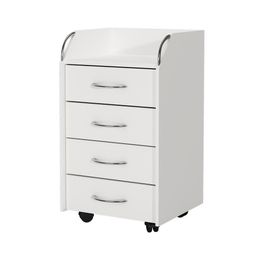 VICCO Rollcontainer, Wei&szlig;, Holzwerkstoff, 5 F&auml;cher, 4 Schubladen, Rechteckig, 36x65x40 cm, Arbeitszimmer, Container