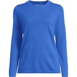 LANDS' END Kaschmir-Pullover mit rundem Ausschnitt in Petite-Gr&ouml;&szlig;e, Damen, size: petite, Blau, Kaschmir, by Lands' End
