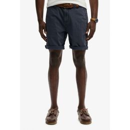 Superdry Herren Chinoshorts "UTILITY CHINO SHORT", blau, Gr. 34, unifarben, Web, Obermaterial: 98% Baumwolle, 2% Elasthan, Hosen, mit