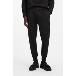 Hugo Herren Cargohose "Glavin", schwarz, Gr. 56, unifarben, Web, Obermaterial: 68% Polyester, 28% Viskose, 4% Elasthan, Hosen, Slim Fit, tapered leg,