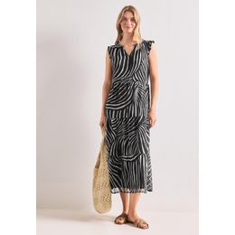 Street One Damen Maxikleidschwarz, Gr. 46, gemustert, Stoff, Obermaterial: 100% Polyester. Unterkleid: 100% Modal, Kleider, mit allover Print