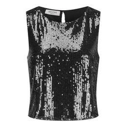 Nicowa Damen Shirttop "TOSKALO", schwarz, Gr. 38, uni, Obermaterial: 98% Polyester PES. 2% Elasthan EL., Tops, funkelnden Paillettenmaterial