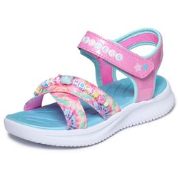 Skechers M&auml;dchen Sandale "JUMPSTERS SANDAL", Gr. 29, bunt, Lederimitat, Glitzer, Schuhe, Sommerschuh mit Klettverschluss, Gr&ouml;&szlig;enschablone zum Download