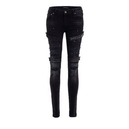 Cipo & Baxx CIPO & BAXX Damen Slim-fit-Jeans "Cipo & Baxx Jeans", schwarz, Gr. 28, uni, Obermaterial: 98% Baumwolle CO. 2% Elasthan EL., Jeans, im coolen
