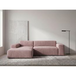 Ecksofa WERK2, B:253cm H:70cm T:188cm, rosa, 90% Polyester, 10% Nylon, Wohnzimmer, Sofas, "Zeus-L 253 cm breit, bequemes Cord-Sofa in L-Form, urbanes