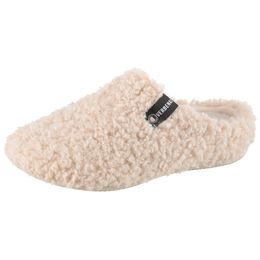 VERBENAS Damen Pantoffel, Gr. 41, beige, Textil, Schuhe, Hausschuh, Homeslipper, Clog in kuscheliger Optik