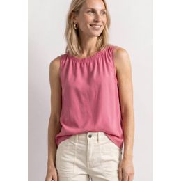 Street One Damen Blusentop, pink, Gr. 38, unifarben, Web, Obermaterial: 100% Viskose, Blusen, Sommertop mit gerafftem Rundhals