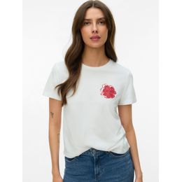 V&eacute;ro Moda VERO MODA Damen Kurzarmshirt "VMVANJA SS TOP BOX JRS", wei&szlig;, Gr. L, bedruckt, Jersey, Obermaterial: 100% Baumwolle, Shirts, Baumwolle