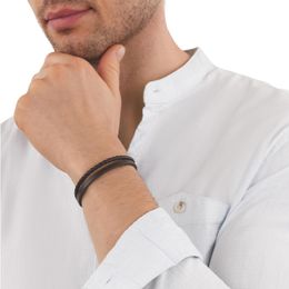 Tom Tailor Herren Lederarmband "Schmuck Geschenk Edelstahl Leder", 21,5cm, Edelstahl Leder, braun, Edelstahl, Leder, Armb&auml;nder