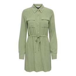 Only Damen Blusenkleid "ONLSIESTA L/S LINEN BL SHIRT DRESS PNT", gr&uuml;n, Gr. M, unifarben, Web, Obermaterial: 80% Viskose, 20% Leinen, Kleider,